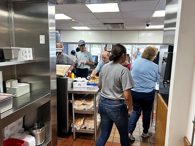 The kitchen—where the magic happens without fanfare or fuss, just decades of know-how and the sizzle of perfectly cooking comfort food.