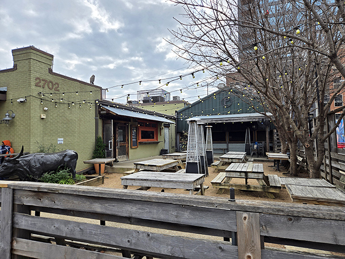 The outdoor seating area – where Texas sunshine meets barbecue bliss. Those picnic tables have witnessed more food euphoria than a cooking show judge.