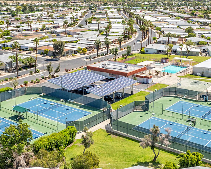 Tennis courts and swimming pools—because retirement should include options beyond deciding which streaming service to binge today.