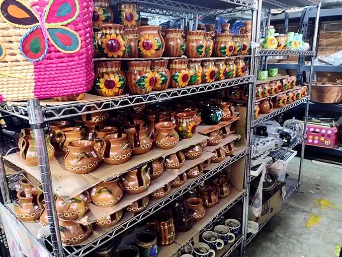 Pottery that looks handmade by someone's grandmother who really knew what she was doing with clay.