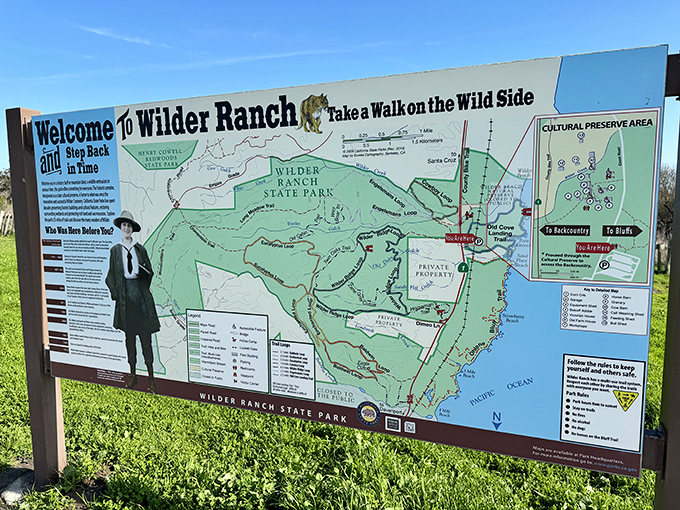 The park map—where "You Are Here" is always the best possible place you could be. Adventure menu, California-style.