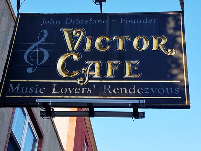 The sign says it all – "Music Lovers' Rendezvous" – promising a dining experience where your ears will be as satisfied as your stomach.