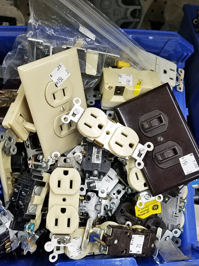 Electrical outlets and switches galore – it's like HGTV meets Radio Shack in the best possible way.