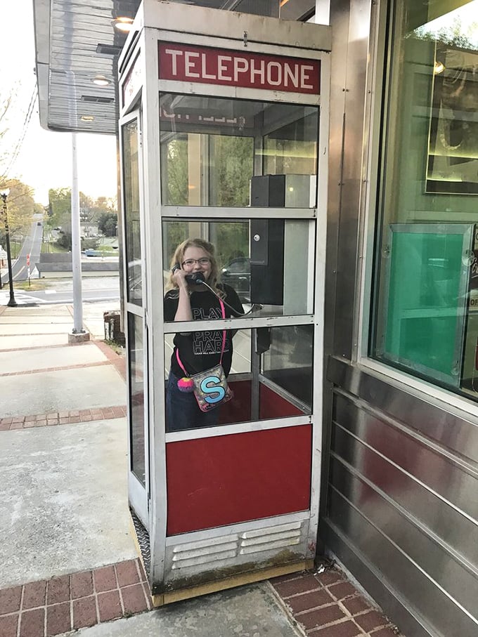 A genuine phone booth outside – where kids discover what we used before texting and parents relive the glory days of "I'll call you when I'm ready."