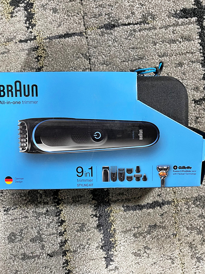 This Braun trimmer kit represents the holy grail of bin store finds—high-end grooming technology for pennies on the dollar.