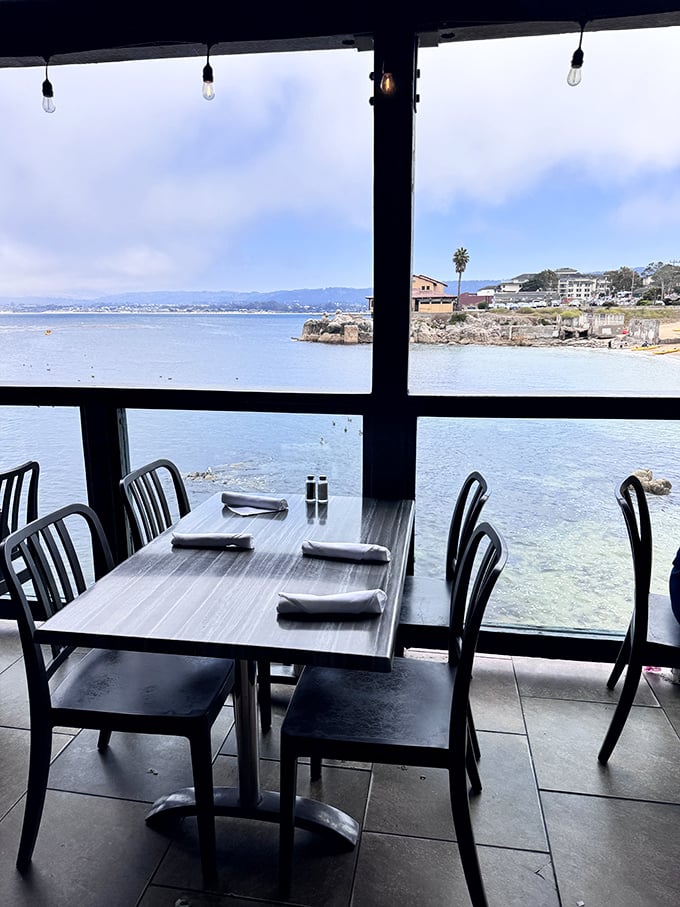 The table with the best view in Monterey doesn't need fancy linens—the Pacific Ocean handles all the decorating here.