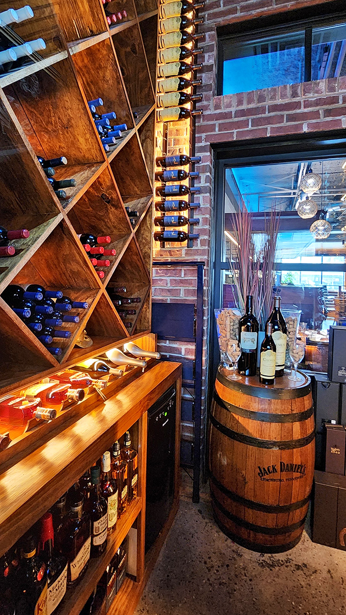 Not just a wine collection—a wooden cathedral to fermented grapes. The kind of place that makes you want to speak in reverent whispers.