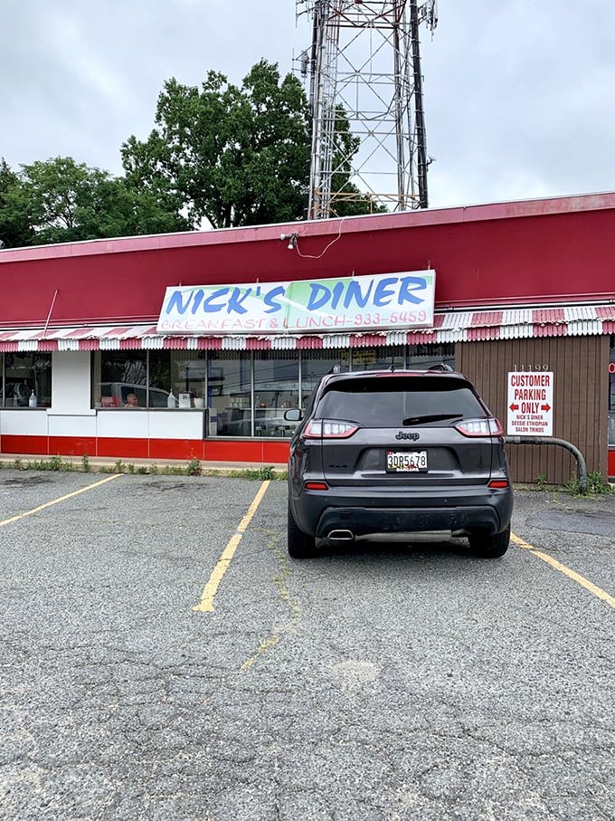 Nick's Diner's bold red exterior stands out like a dinner bell calling hungry Wheaton residents home.