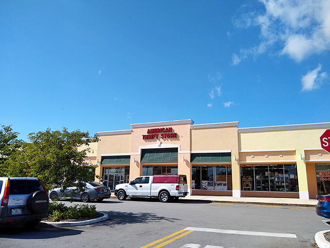 Clean parking lot, organized entrance—this isn't your grandmother's cluttered thrift store. Modern thrifting at its finest!