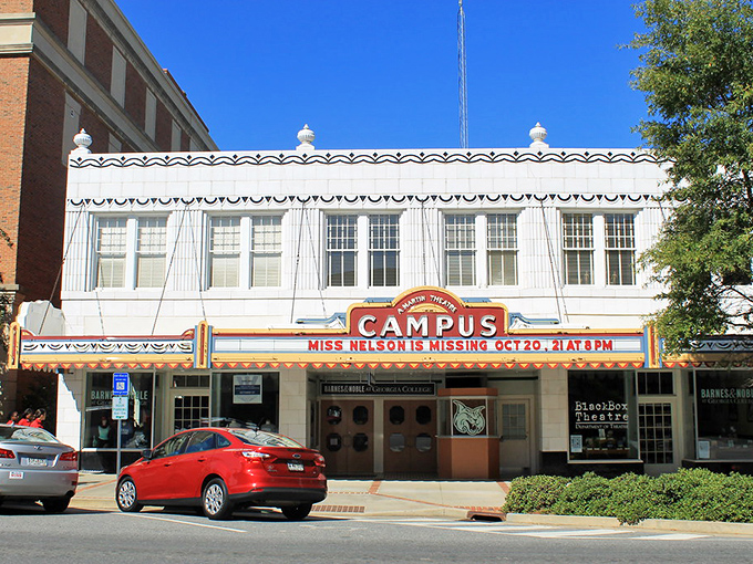 The historic Campus Theatre in Milledgeville still lights up the night, a beacon of entertainment since the days of newsreels.