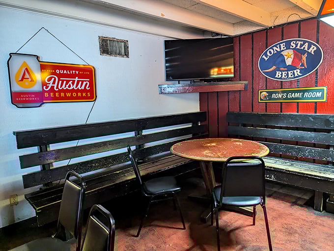This corner feels like your buddy's garage if your buddy had excellent taste in beer signs and an uncanny ability to create perfect hangout spaces.