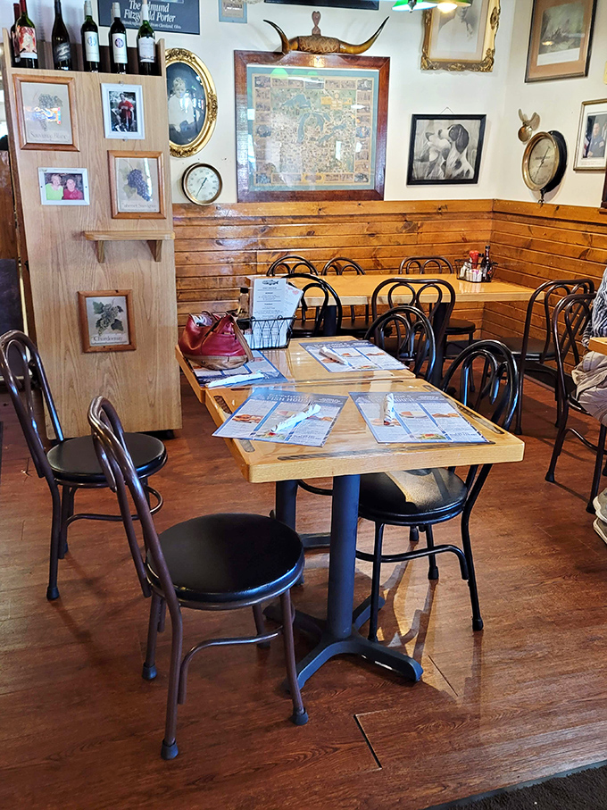 Every inch of wall space tells a story of Great Lakes heritage. The wooden booths have heard decades of "You should have seen the one that got away."