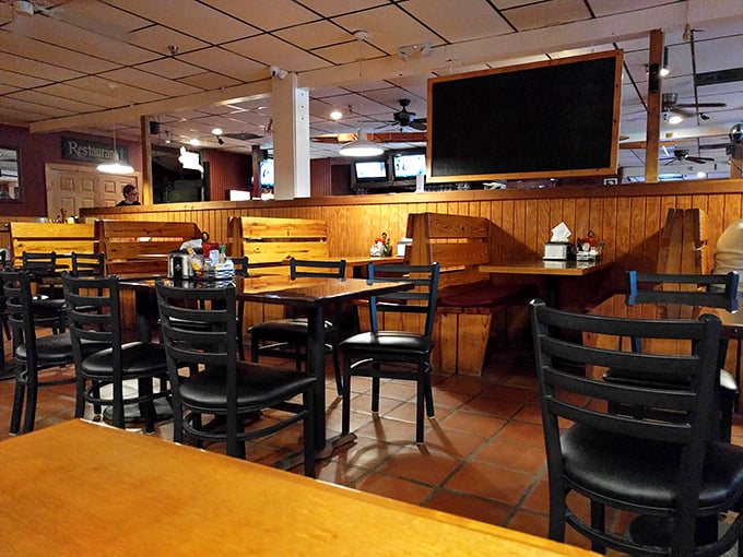 Wooden booths that have witnessed countless first dates, family celebrations, and "I can't believe I ate the whole thing" moments.