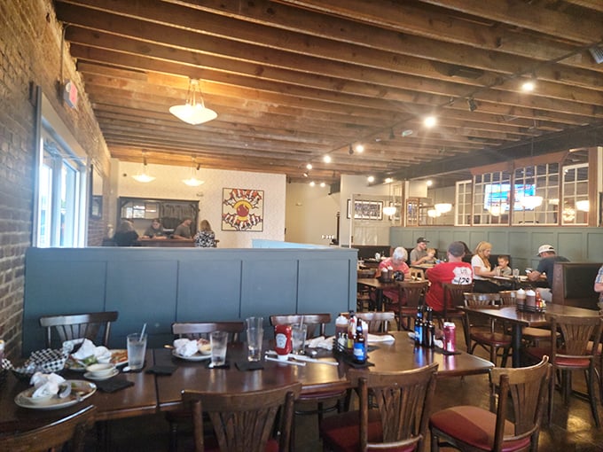 Tables filled with happy diners tell the real story—this isn't just a restaurant; it's a community gathering place where memories are made between bites.