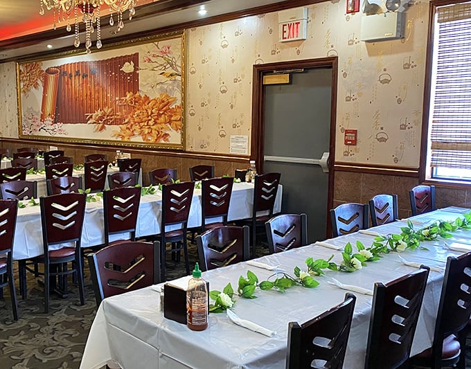 Private dining areas transform ordinary gatherings into special occasions, with tables elegantly dressed for celebration.