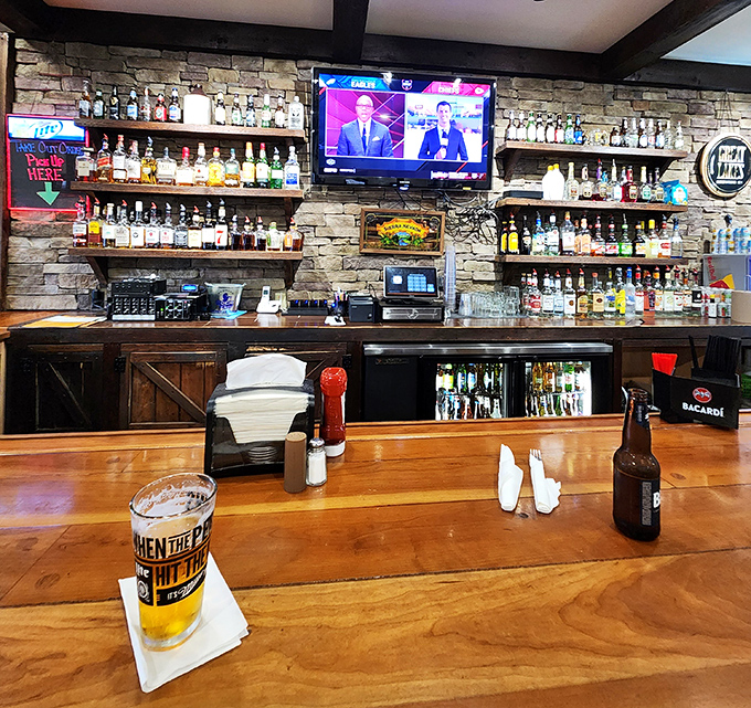 A bar stocked with enough options to make decisions difficult—but in that wonderful "there are no wrong choices" kind of way.