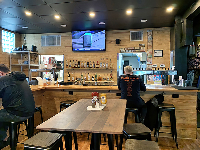 The bar's wooden aesthetic gives MoJoe's that perfect blend of rustic charm and neighborhood hangout. Where everybody might not know your name, but they'll remember your order.