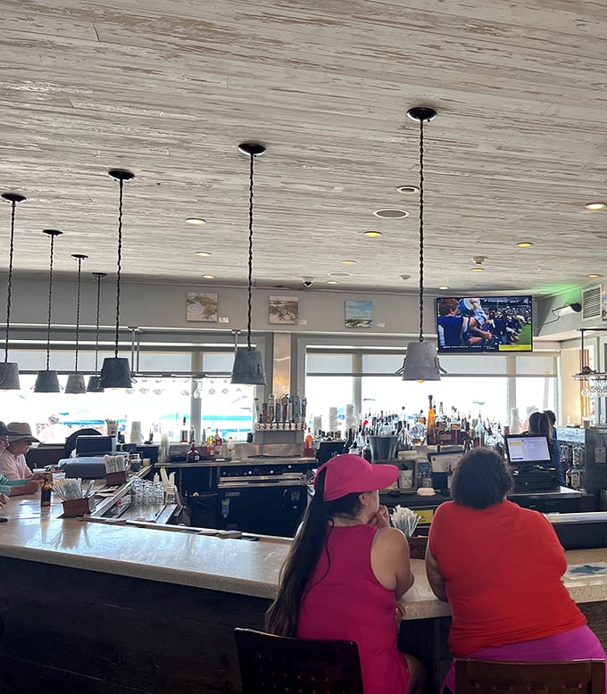 The bar where "I'll just have one" becomes "let's see the dessert menu." Vacation time operates differently here.