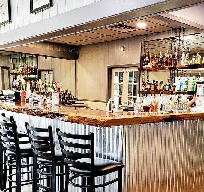 The bar area strikes that perfect balance between "neighborhood watering hole" and "I can actually hear my friends talking." Wood accents add warmth to every sip.