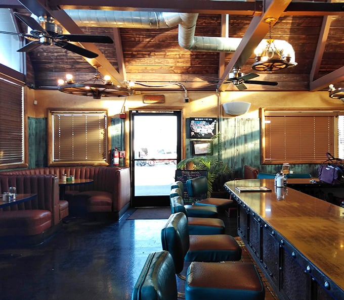 The counter where coffee flows freely and conversations happen naturally – breakfast's social headquarters in action.