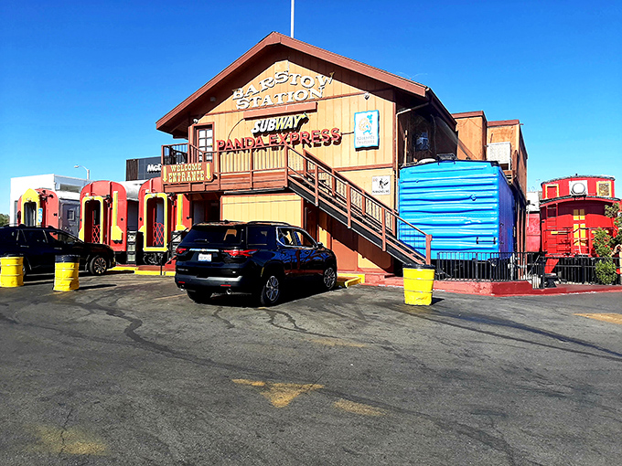 Barstow Station's quirky train car dining – because sometimes a meal tastes better when served with a side of nostalgia and Americana.