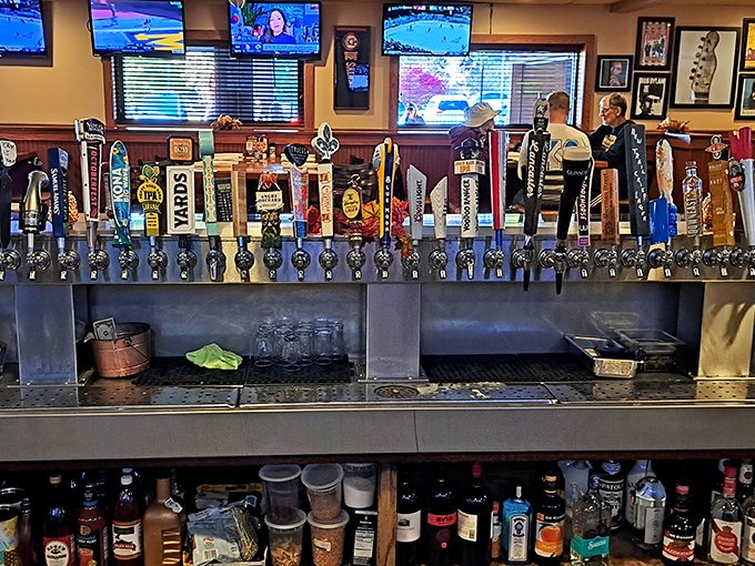 Beer taps standing at attention like soldiers ready to serve – a liquid lineup that offers something for every palate.