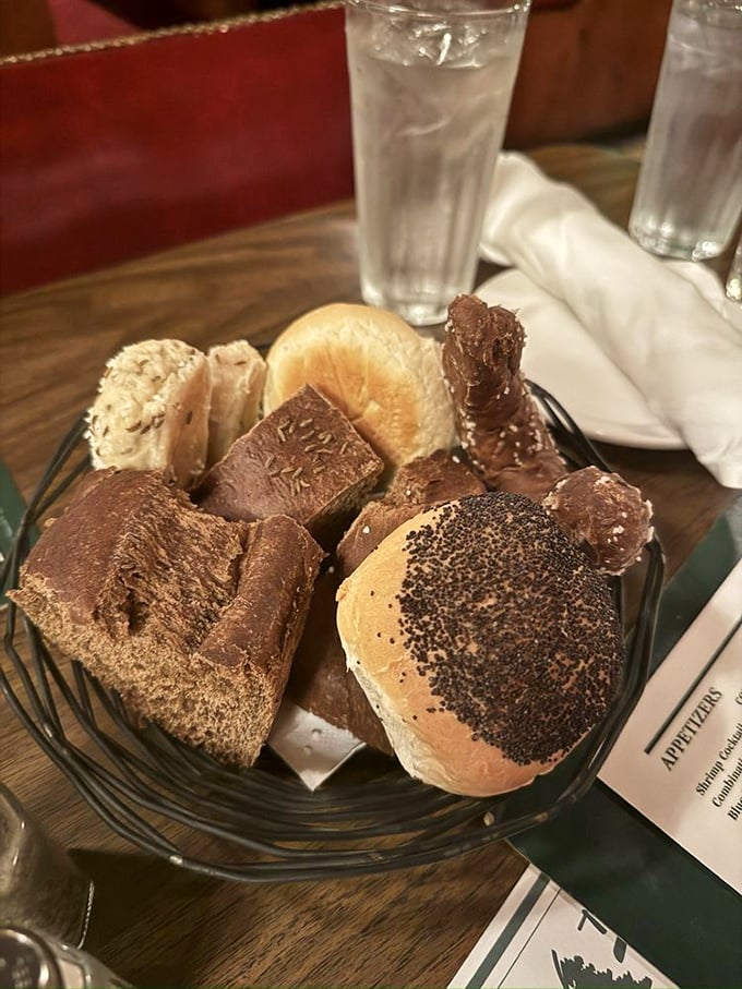 The bread basket—steakhouse foreplay that tests your willpower. Save room for the main event, but not before sampling these warm delights.
