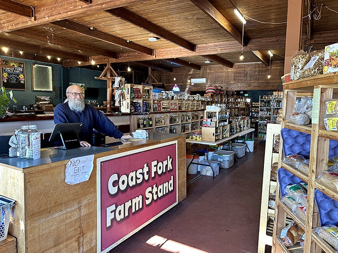 Inside Coast Fork Farm Stand, local abundance meets friendly service. The kind of place where "farm-to-table" isn't a marketing slogan—it's just Tuesday.