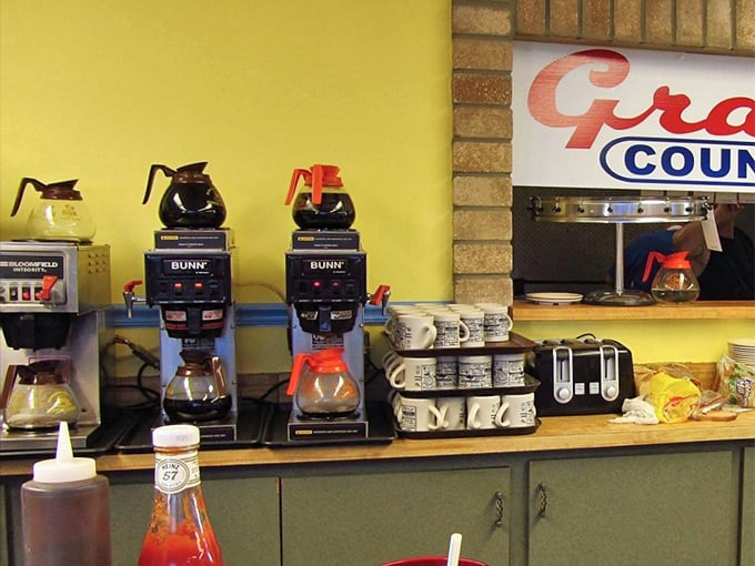 Multiple coffee pots brewing simultaneously because at Grannie's, running out of coffee is simply not an option.