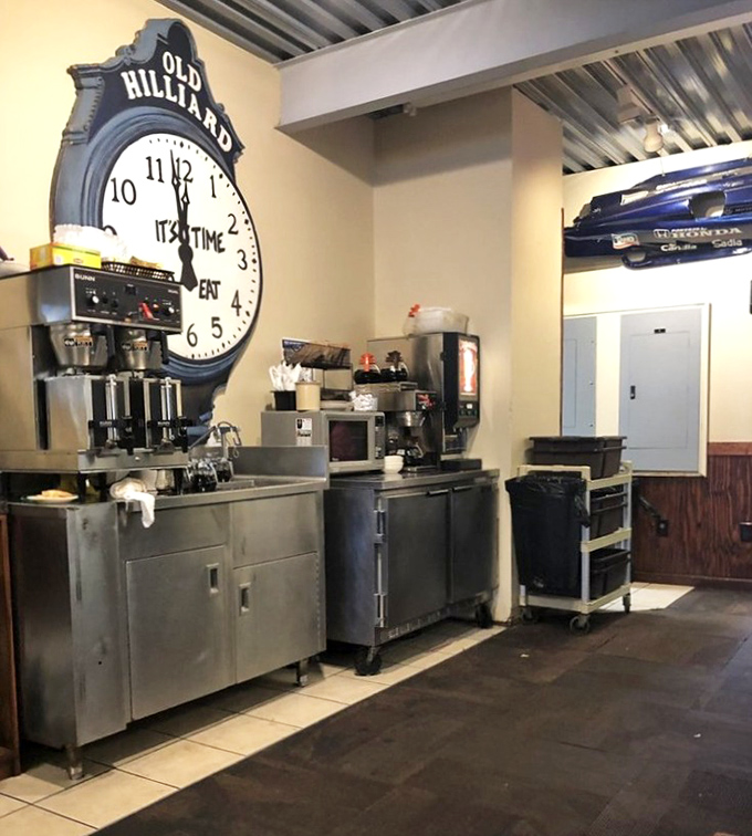 That "Old Hilliard" clock isn't just telling time—it's reminding you to slow down and savor every bite in this charming corner of Ohio.