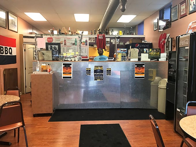 The counter where barbecue dreams come true. Behind that metallic facade lies a world of smoky delights waiting to be discovered.