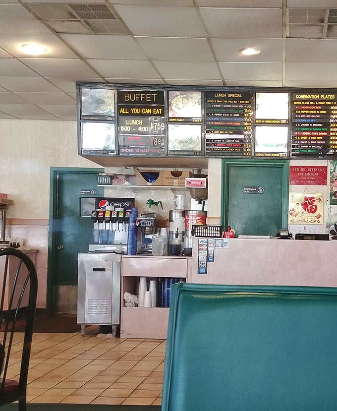 The order counter tells the story—this is a place where value and simplicity reign supreme. No fancy gimmicks, just good food at fair prices. 