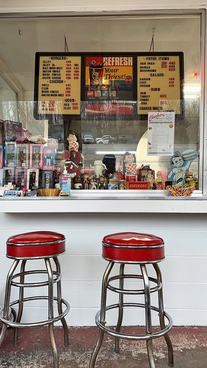 The menu board and collection of vintage memorabilia create a museum-like quality. History lesson and lunch menu in one convenient location. 