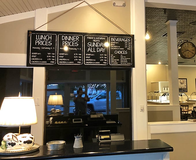 Pricing boards hang like ancient scrolls of wisdom, revealing the affordable path to food coma bliss that awaits beyond those doors.