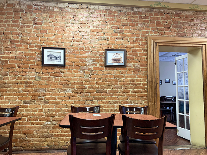 Exposed brick walls that have witnessed decades of local gossip. If these walls could talk, they'd probably tell you to order dessert. 