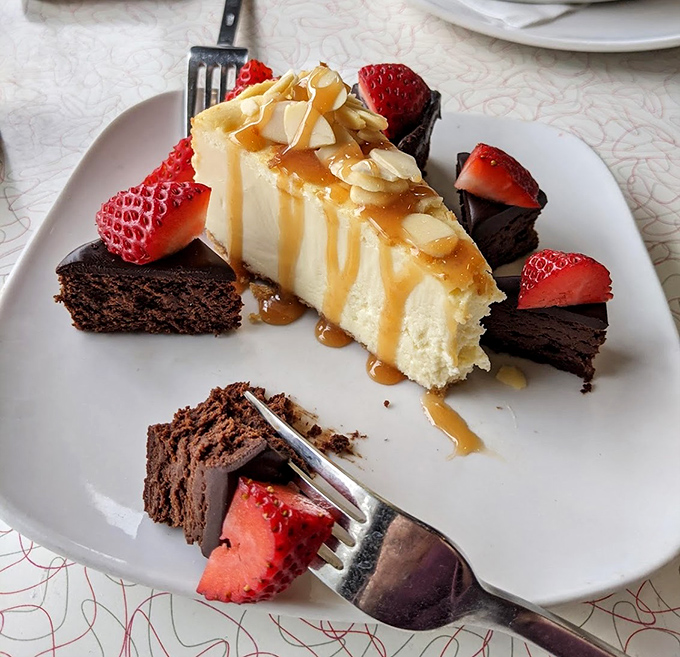 This cheesecake doesn't just end a meal; it provides the grand finale your taste buds have been waiting for all night.