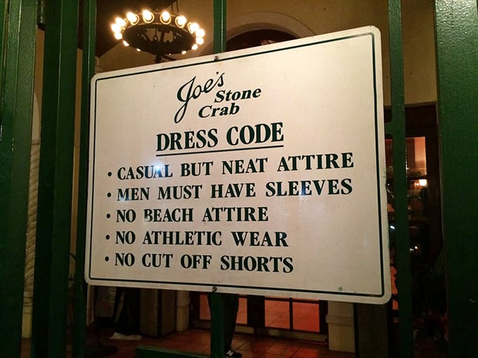The dress code sign stands as a charming reminder that some traditions—like wearing actual sleeves to dinner—never go out of style.