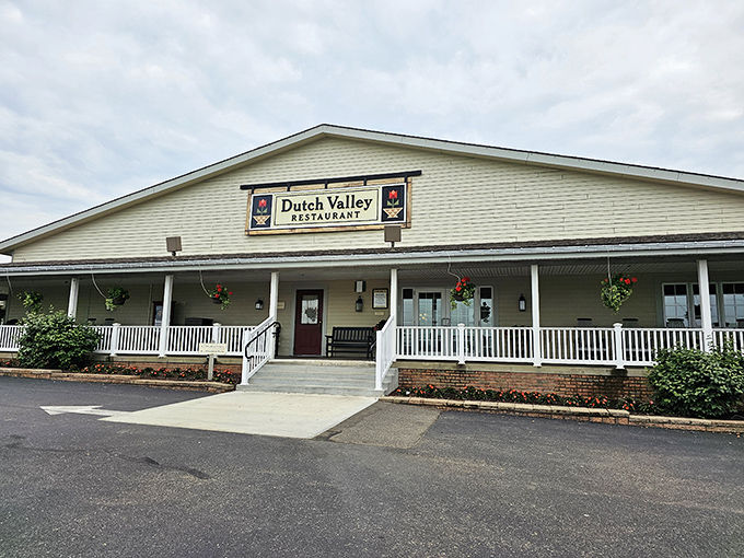 Dutch Valley Restaurant's welcoming porch practically whispers, "Come in, sit down, and loosen your belt a notch." Your diet starts tomorrow.