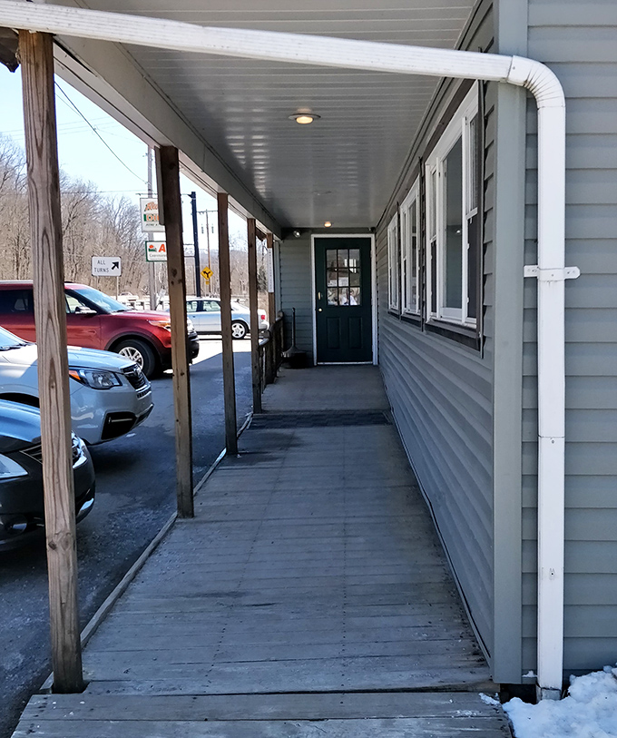 The entrance walkway to Ruthie's—a humble runway leading to some of Pennsylvania's most satisfying comfort food experiences.