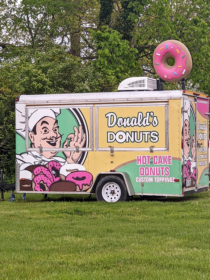 Even the food truck sports the iconic pink donut—a mobile ambassador of sweetness bringing Donald's delights to the donut-deprived masses.