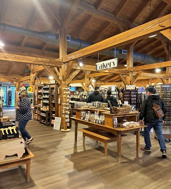Beyond the barbecue lies a country store where you can browse local goods while your stomach settles enough for dessert.