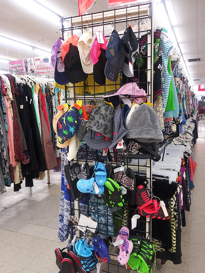 Hat and accessory displays that prove style doesn't have a price tag – or rather, it does, but here it's refreshingly small.