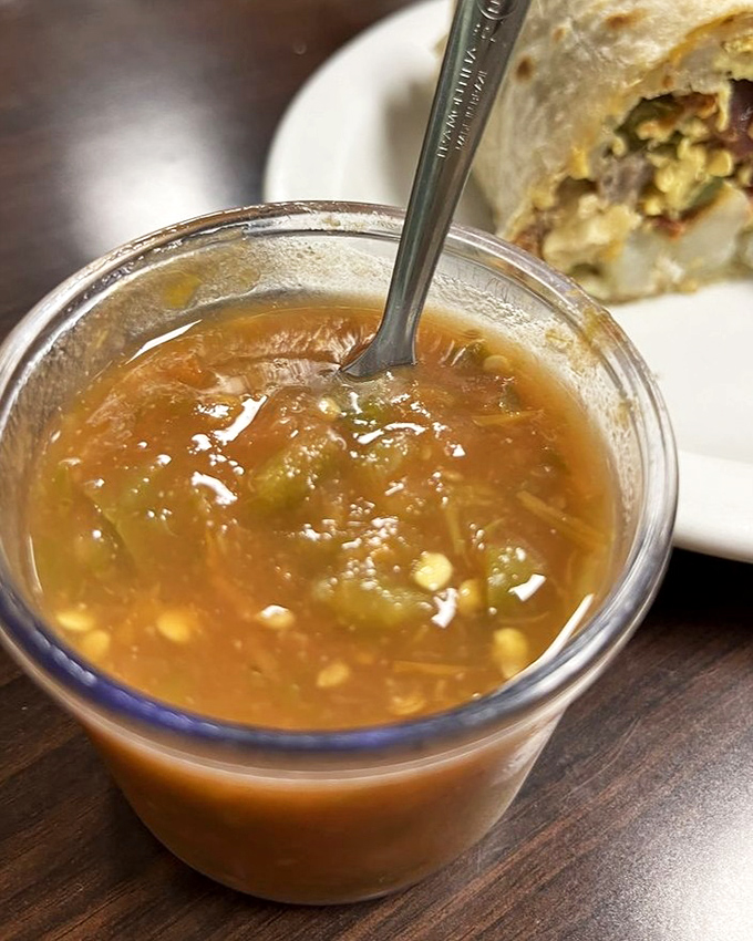 This isn't just salsa—it's liquid sunshine in a cup, bringing brightness and zip to whatever breakfast creation you're lucky enough to pair it with.