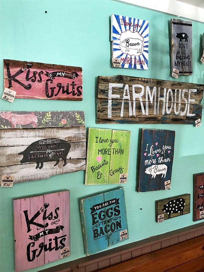 Wall art that says "we don't take ourselves too seriously, but we take breakfast very seriously." Bacon is more than meat—it's a lifestyle.