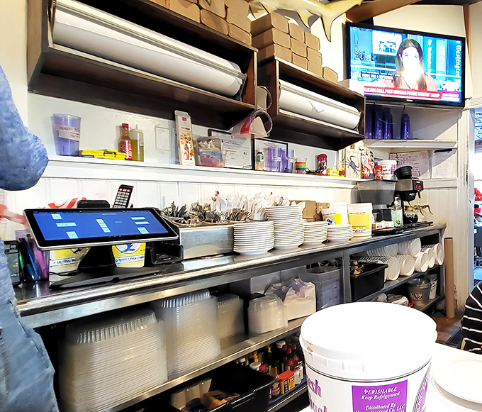 Behind the scenes where the magic happens—a well-organized kitchen ready to transform the day's catch into memorable meals.