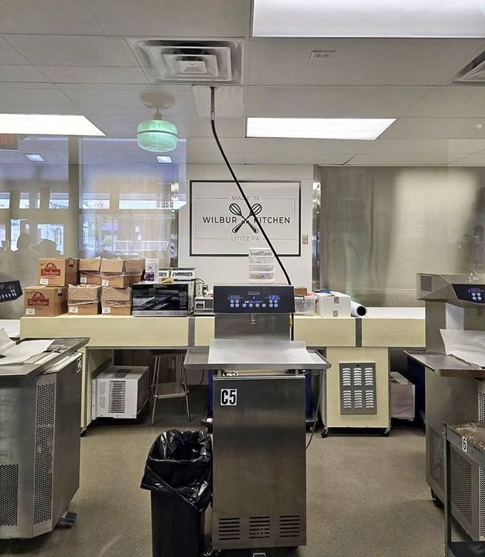 The Wilbur Kitchen—where chocolate dreams become reality. This behind-the-scenes glimpse reveals the laboratory where sweet science happens daily.