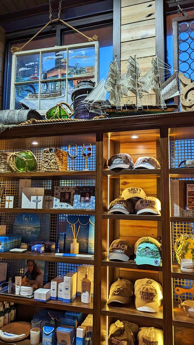 The gift shop offers more than souvenirs—it's a nautical treasure trove where model ships and coastal-themed hats let you take the ocean vibe home.