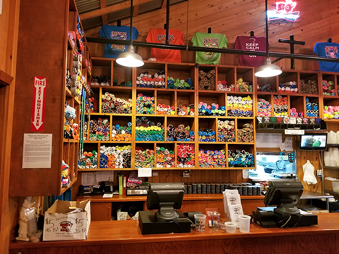 The merchandise wall isn't just selling souvenirs—it's offering take-home memories for when your taste buds get nostalgic tomorrow.