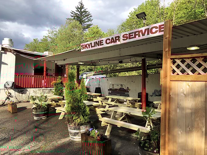 Even the outdoor seating area feels like someone's backyard—the kind of place where strangers become friends over shared picnic tables.