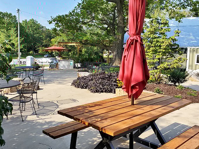 Outdoor spaces like this weren't designed by committee—they evolved naturally into perfect spots for contemplating life between bites.